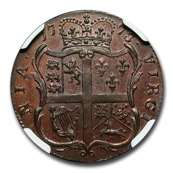 1773 Virginia Half Penny MS-65 NGC (Brown)