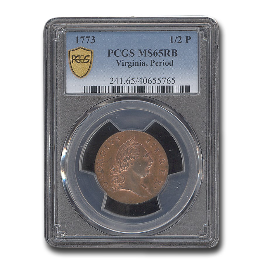Buy 1773 Virginia Half Penny MS-65 PCGS (Period, Red/Brown) | APMEX