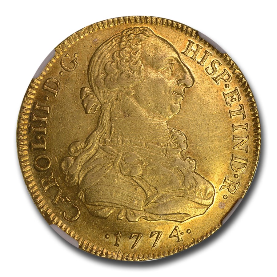 Buy 1774-Lima Peru Gold 8 Escudos Charles III AU-58 NGC | APMEX