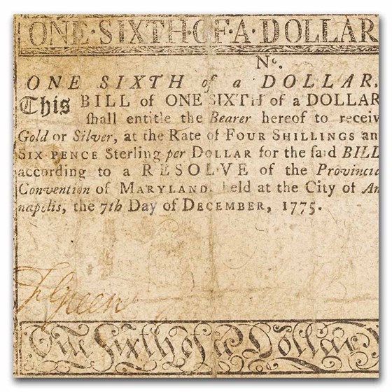 Buy 1775 $1/6 Maryland 12/7/75 Fine (Fr#MD-80) | APMEX