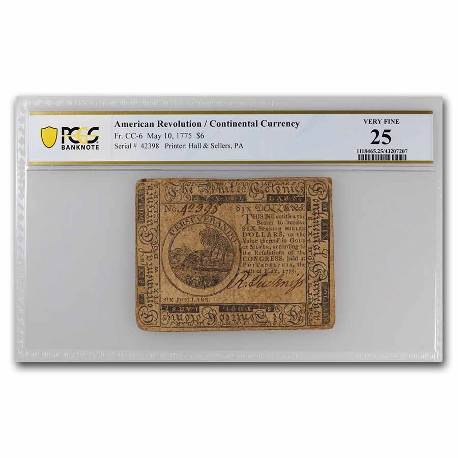 Buy 1775 $6 Continental Curr. 5/10/75 Ch VF-25 PCGS (Fr#CC-6) | APMEX