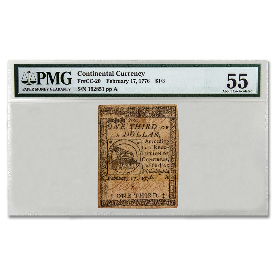 Buy 1776 One Third of a Dollar Continental Currency AU-55 PMG | APMEX