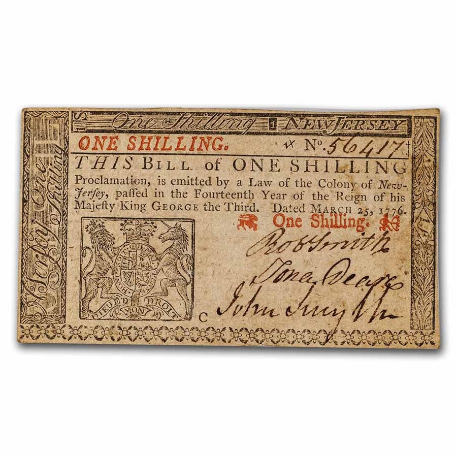 Buy 1776 1 Shilling New Jersey 3/25/1776 CU (Fr#NJ-175) | APMEX