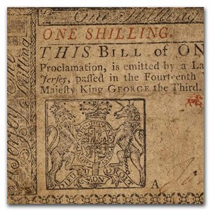 Buy 1776 1 Shilling New Jersey 3/25/1776 VG (Fr#NJ-175) | APMEX