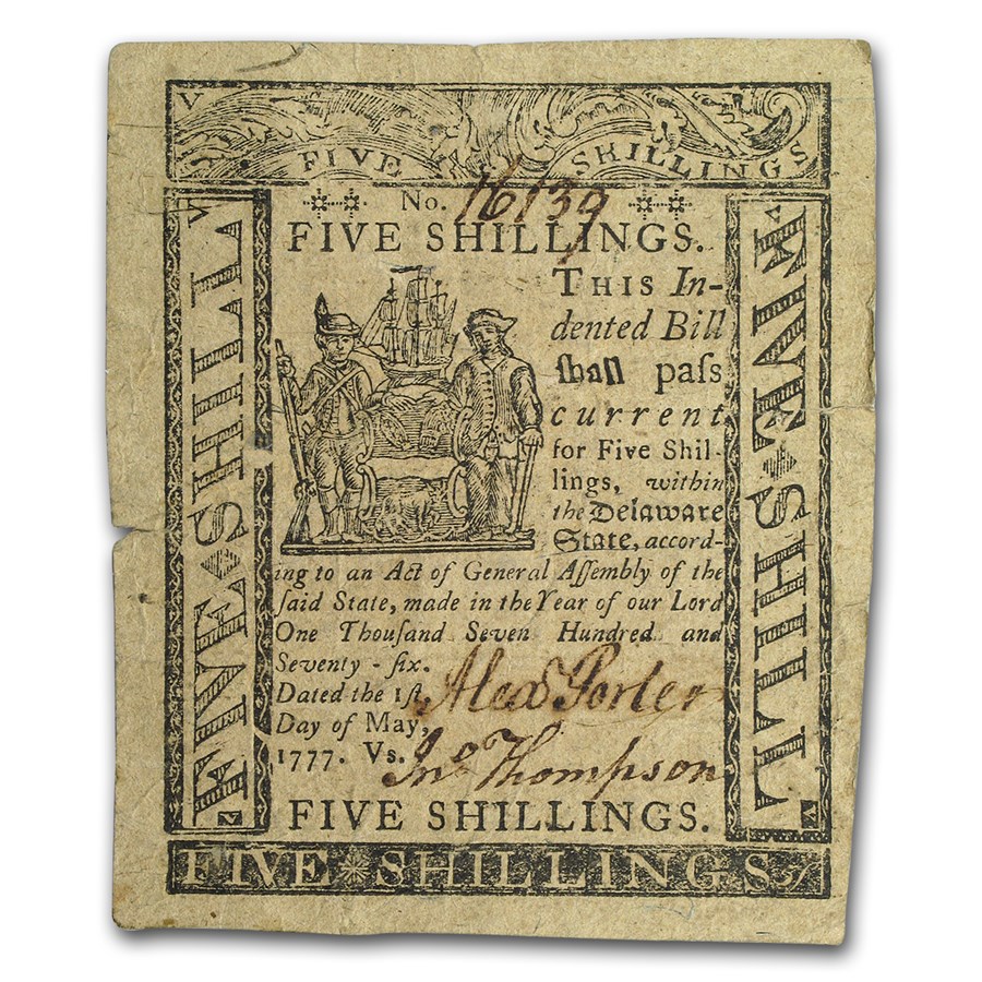 Buy 1776 5 Shillings Delaware Currency 1/5/1776 Ch VF | APMEX