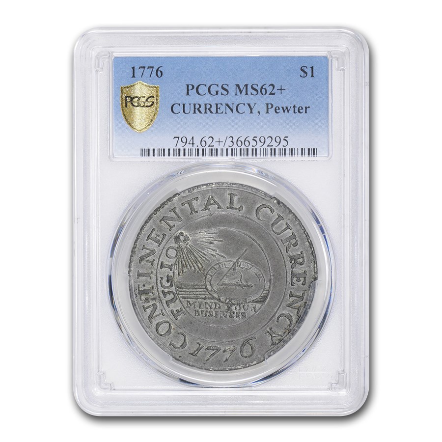 Buy 1776 Continental Currency Dollar MS-62+ PCGS CAC (Pewter) | APMEX