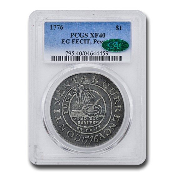 Buy 1776 Continental Currency Dollar XF-40 PCGS CAC (EG FECIT Pewter ...
