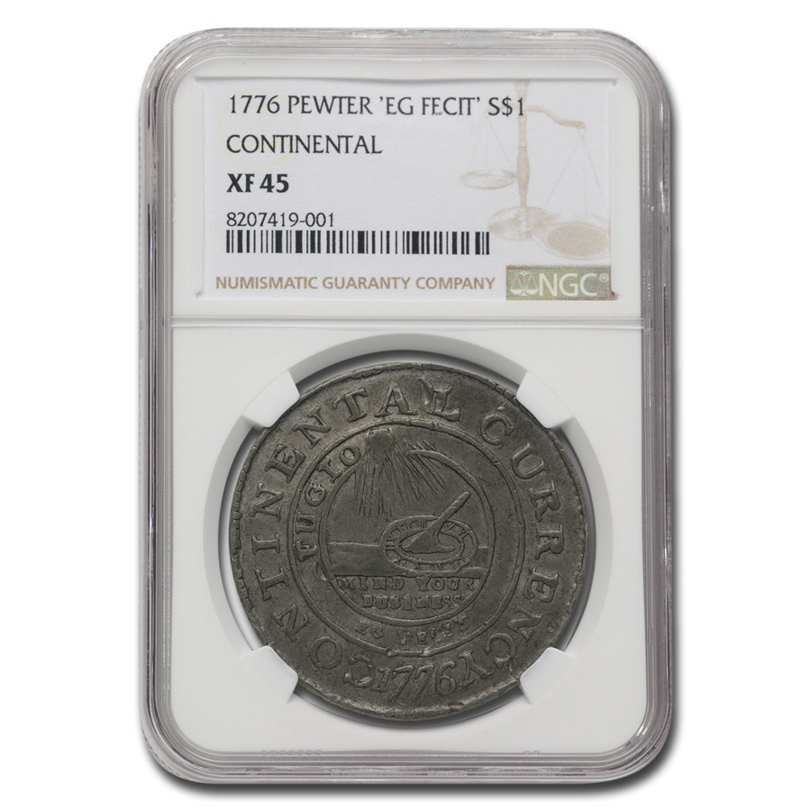 1776 Continental Currency Dollar XF-45 NGC