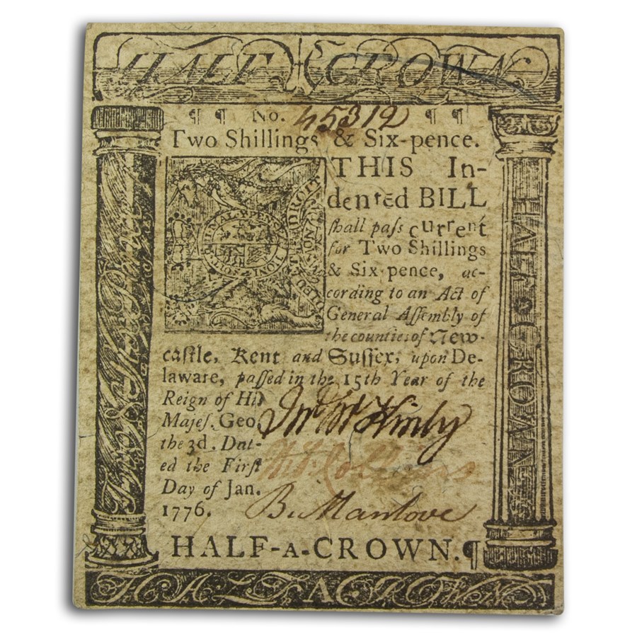 Buy 1776 Two Shillings 6 Pence Delaware Currency 1/1/1776 XF | APMEX