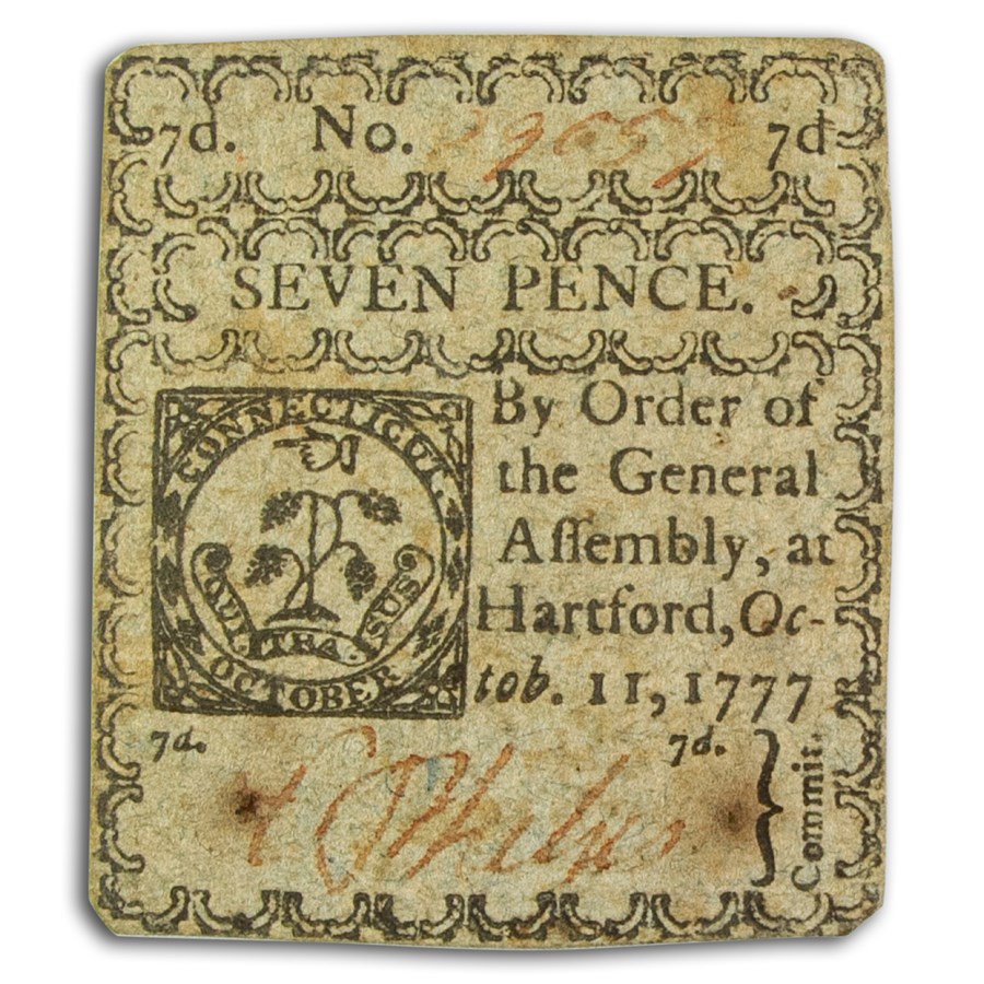 Buy 1777 7 Pence Connecticut Currency 10/11/77 AU | APMEX