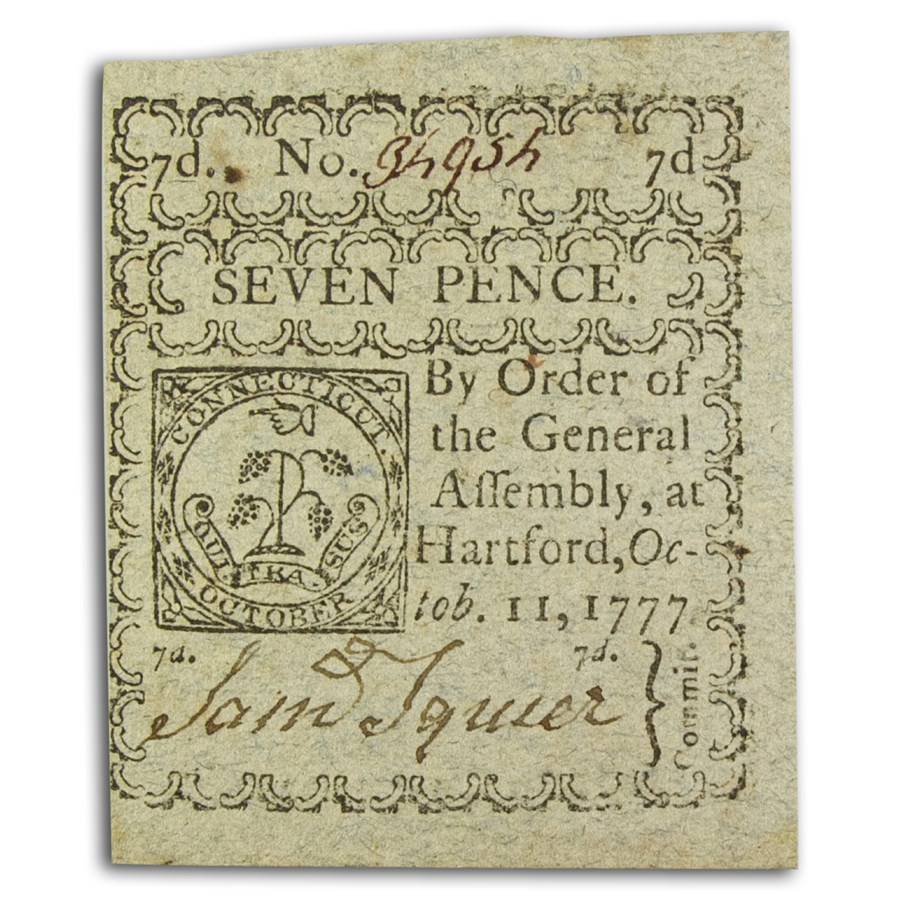 Buy 1777 7 Pence Connecticut Currency 10/11/77 CU | APMEX