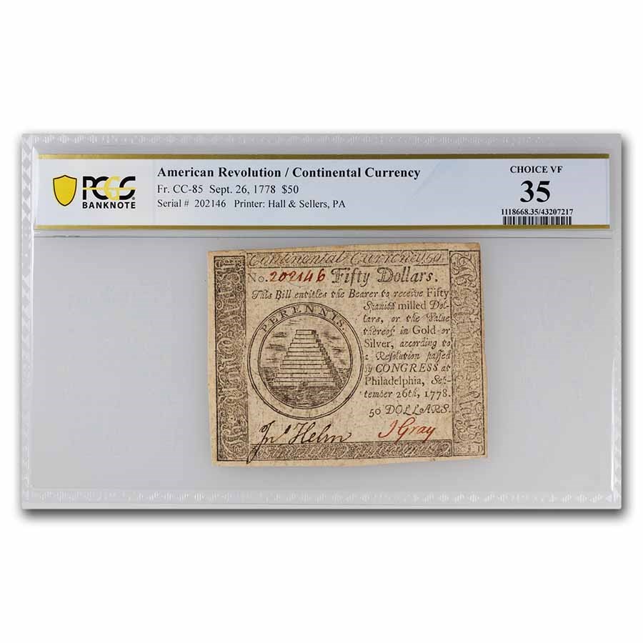 Buy 1778 $50 Continental Curr. 9/26/78 VF-35 PCGS (Fr#CC-85) | APMEX