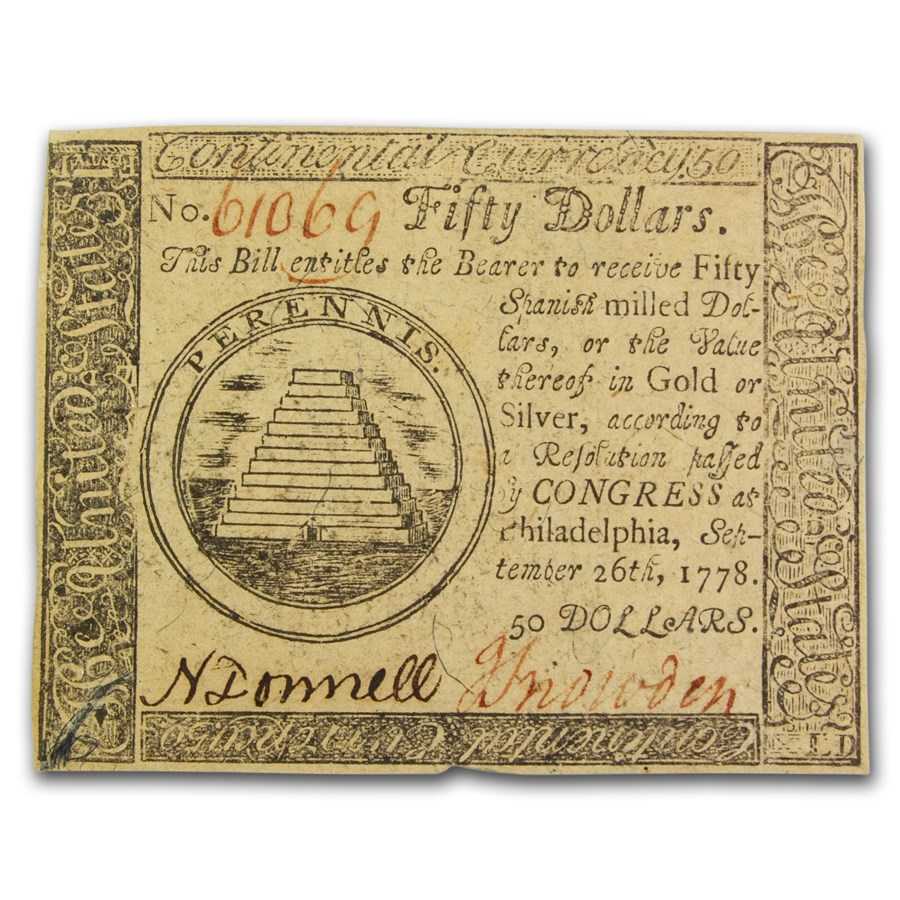 Buy 1778 $50 Continental Currency 9/26/78 AU | APMEX