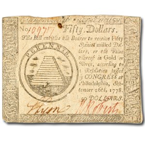 Buy 1778 $50 Continental Currency 9/26/78 AU | APMEX