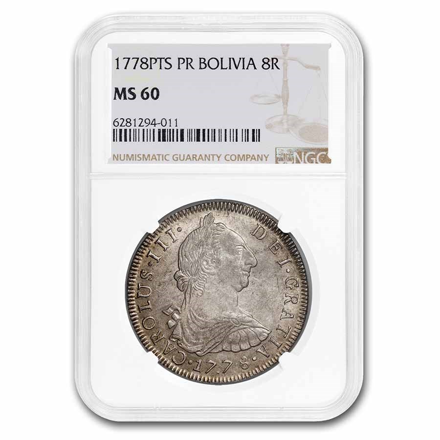 Buy 1778-PTS PR Bolivia Silver 8 Reales MS-60 NGC | APMEX