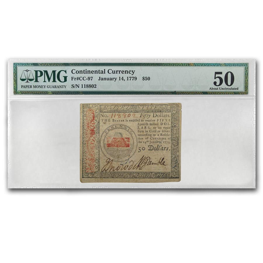 Buy 1779 $50 Continental Currency 1/14/79 AU-50 PMG | APMEX