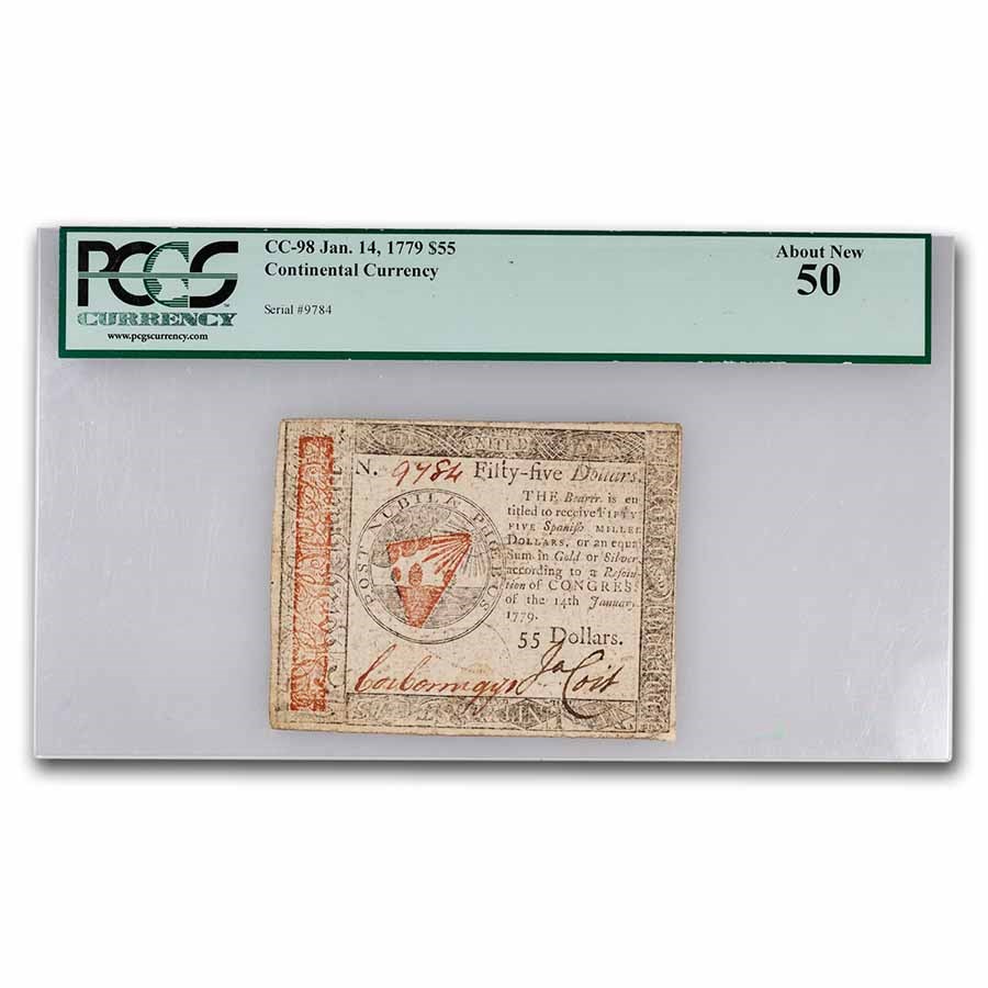Buy 1779 $55 Continental Currency 1/14/79 AU-50 PCGS (Fr#CC-98) | APMEX