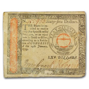 Buy 1779 $65 Continental Currency 1/14/79 Fine | APMEX