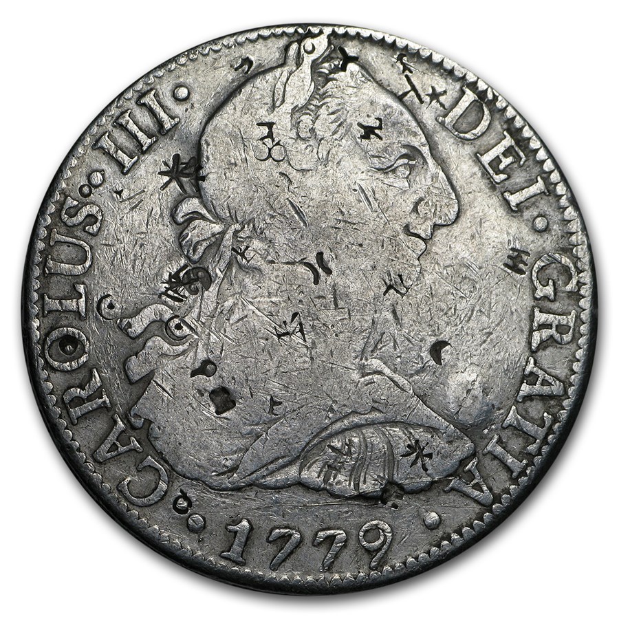 Buy 1779 Mo-FF Mexico Silver 8 Reales Fine Charles III (Chopmarks) | APMEX