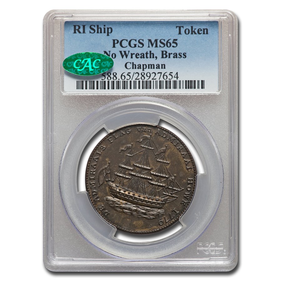 Buy 1779 Rhode Island Ship Token Colonial MS-65 PCGS CAC (No Wreath ...