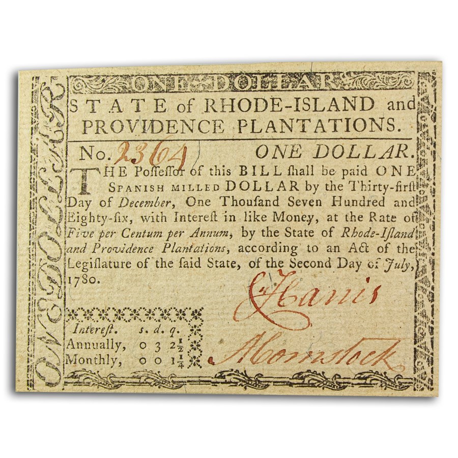 Buy 1780 $1 Rhode Island 7/2/1780 CU (Fr#RI-282) | APMEX