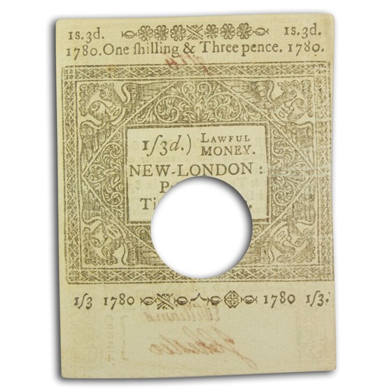 Buy 1780 1 Shilling, 3 Pence Connecticut 3/1/1780 CU (Cancelled) | APMEX