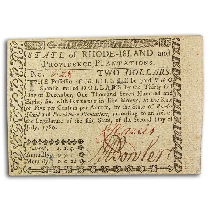 Buy 1780 $2 Rhode Island 7/2/1780 CU (Fr#RI-283) | APMEX