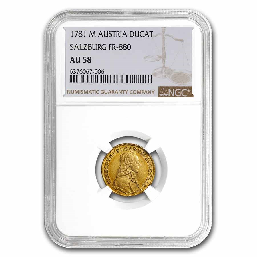 Buy 1781 M Austrian States Salzburg Gold Ducat AU-58 NGC | APMEX