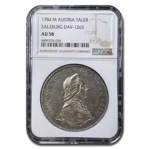1784 Austria Silver Taler AU-58 NGC