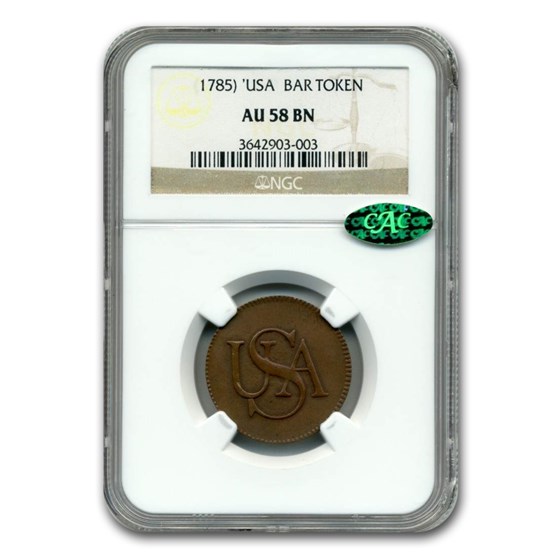 Buy 1785 USA Bar Cent AU-58 NGC CAC (Brown) | APMEX