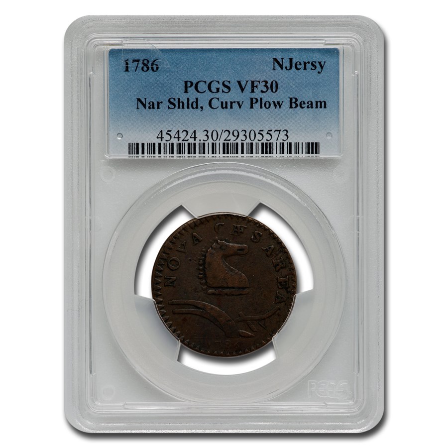 Buy 1786 N. Jersey Copper Narrow Shield Copper VF-30 PCGS (Plow Beam ...