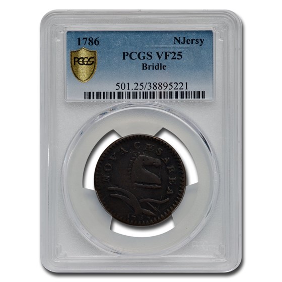 Buy 1786 New Jersey Bridle Colonial Copper Cent VF-25 PCGS | APMEX