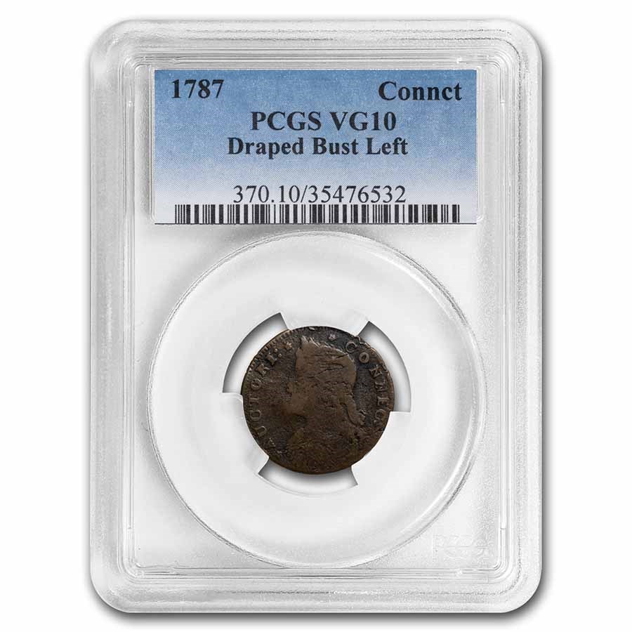 Buy 1787 Connecticut Copper Draped Bust Facing Left PCGS VG-10 | APMEX
