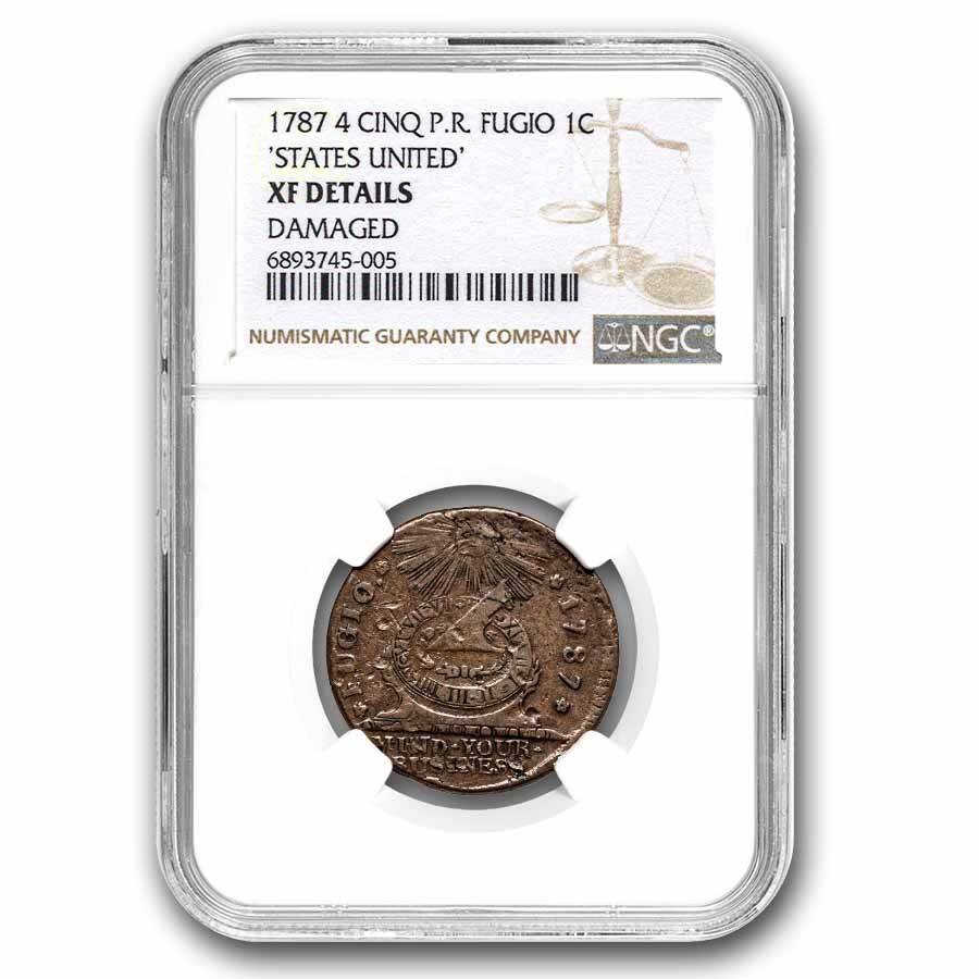 1787 Fugio Cent 4 Cinquefoil XF Details NGC