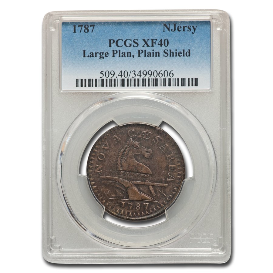 Buy 1787 New Jersey Copper Cent XF-40 PCGS (Large Plan, Plain Shield ...