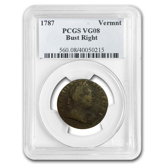 Buy 1787 Vermont Copper Type Cent, Bust Right VG-8 PCGS | APMEX