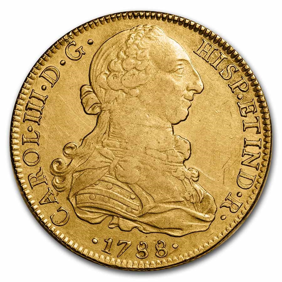 1788-Mo FM Mexico Gold 8 Escudos Carlos III AU