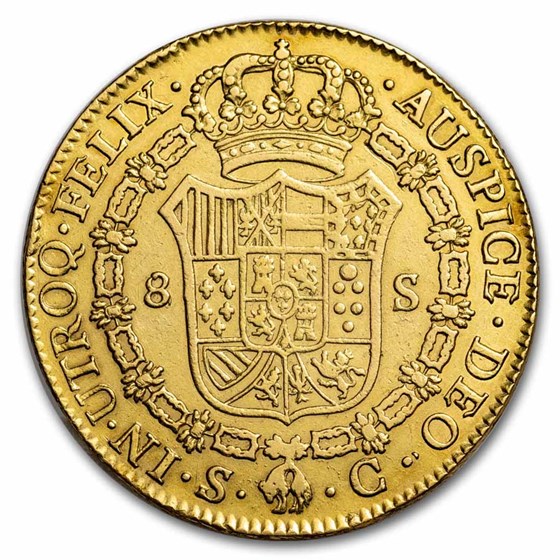 1788-S C Spain Gold 8 Escudos Charles III XF