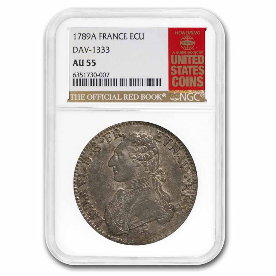 1789-A France Silver Ecu Louis XVI AU-55 NGC