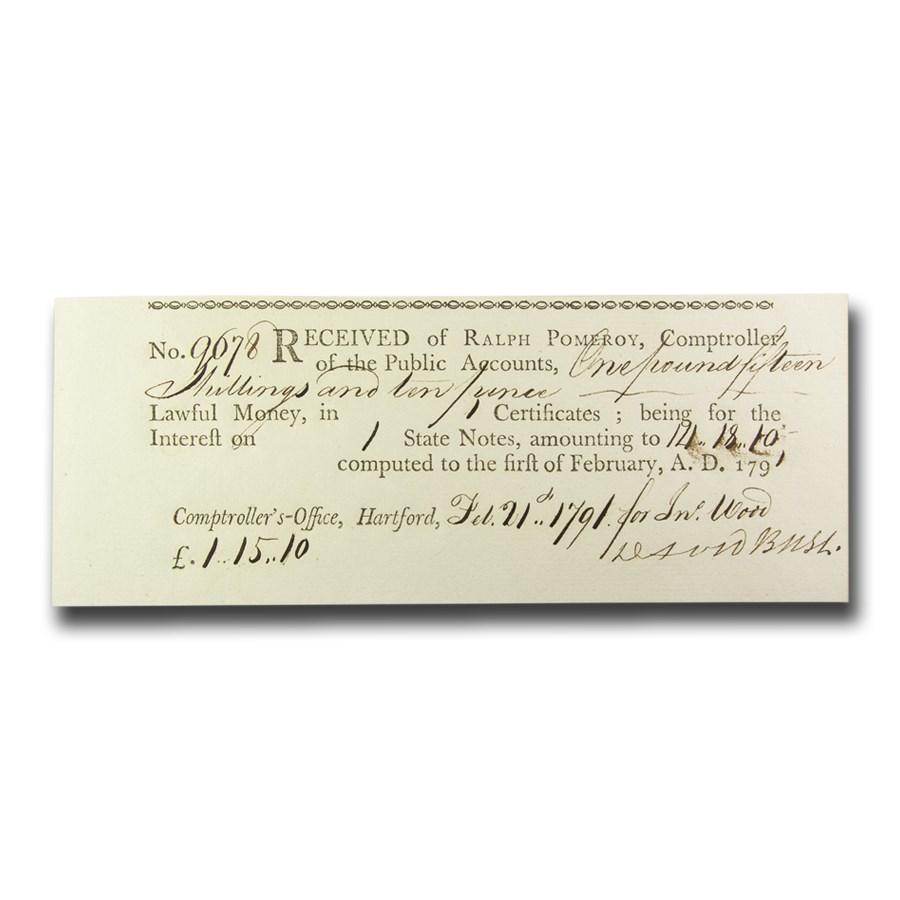 Buy 1791 Comptroller's Check 1 Pound/15 Shilling/10 Pence CCU | APMEX