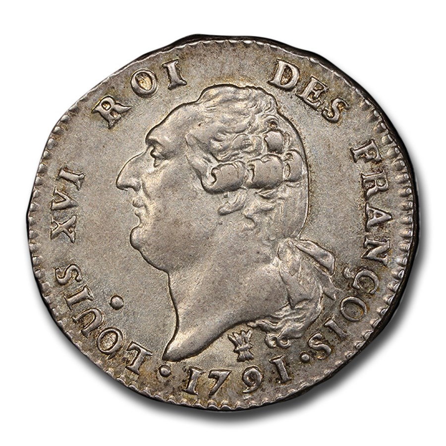 Buy 1791-I France Silver 15 Sols Louis XVI AU-58 PCGS | APMEX