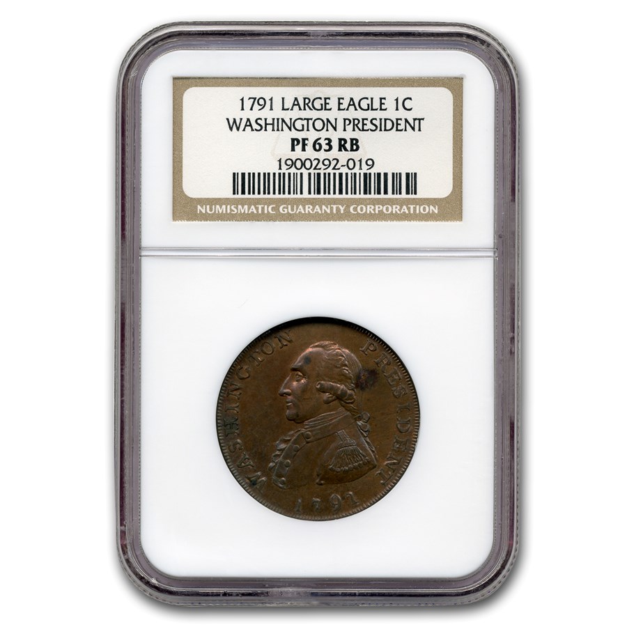 Buy 1791 Large Eagle Cent Washington President PF-63 RB NGC | APMEX