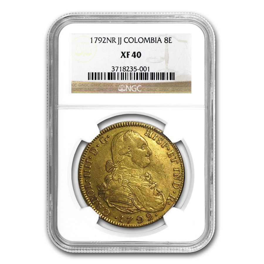 Buy 1792 Colombia Gold 8 Escudos XF-40 NGC | APMEX