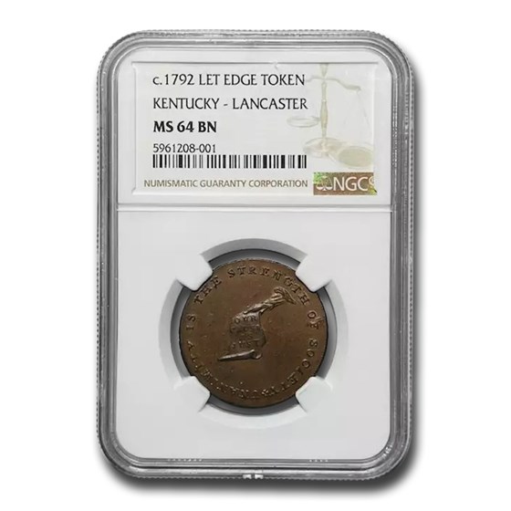 Buy 1792 Kentucky Lancaster Token MS-64 NGC (Brown, Lettered Edge) | APMEX