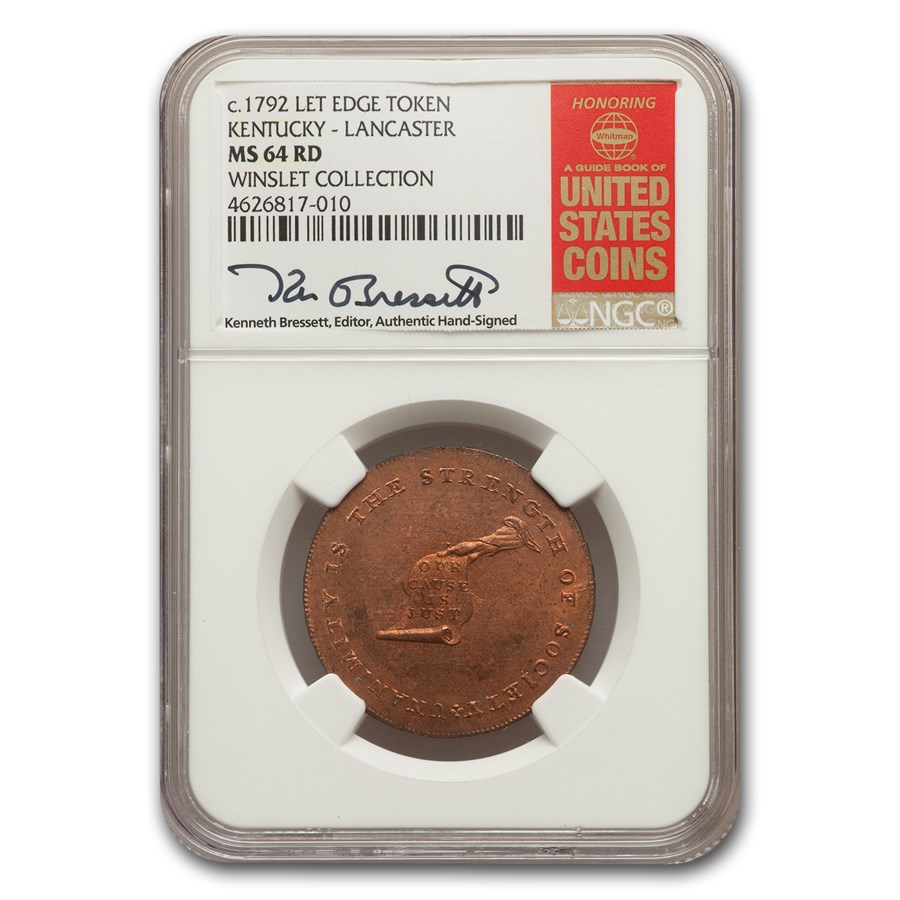 Buy 1792 Kentucky Lancaster Token MS-64 NGC (Red, Lettered Edge) | APMEX