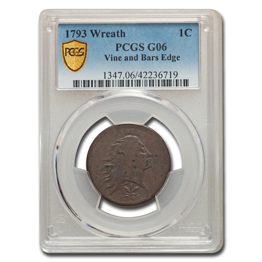 Buy 1793 Flowing Hair Wreath Large Cent G-06 PCGS (Vine & Bars Edge ...