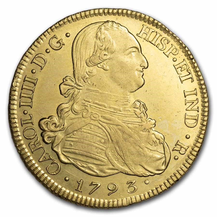Buy 1793-P JF Colombia Gold 8 Escudos Charles IV AU | APMEX