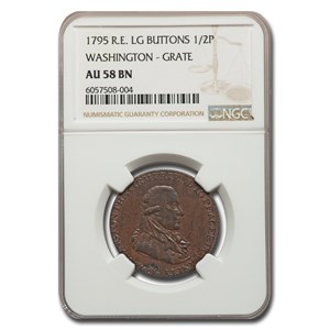 Buy 1795 Washington Grate Halfpenny AU-58 NGC (Lg Buttons, Brown) | APMEX