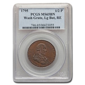 Buy 1795 Washington Grate Halfpenny MS-65 PCGS (BN, Lg Buttons, RE) | APMEX