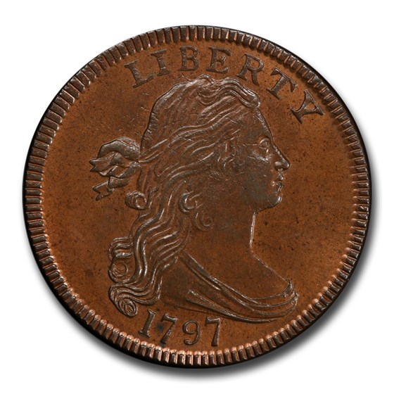 Buy 1797 Draped Bust Large Cent MS-65 PCGS (Brown, Rev of 1797 Stems ...